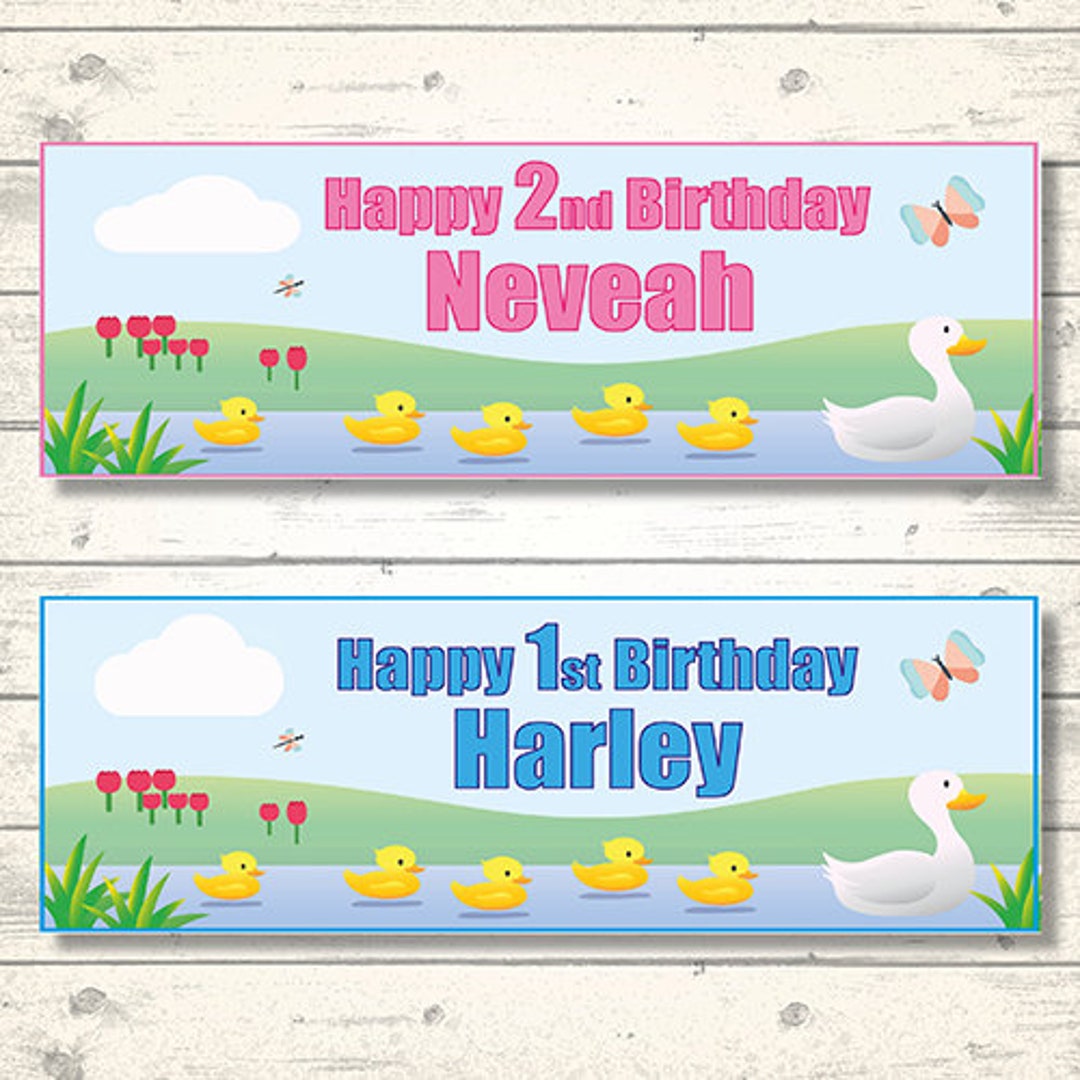 2 Personalised Five Little Ducks Birthday Banners Any NAME and Any AGE ...