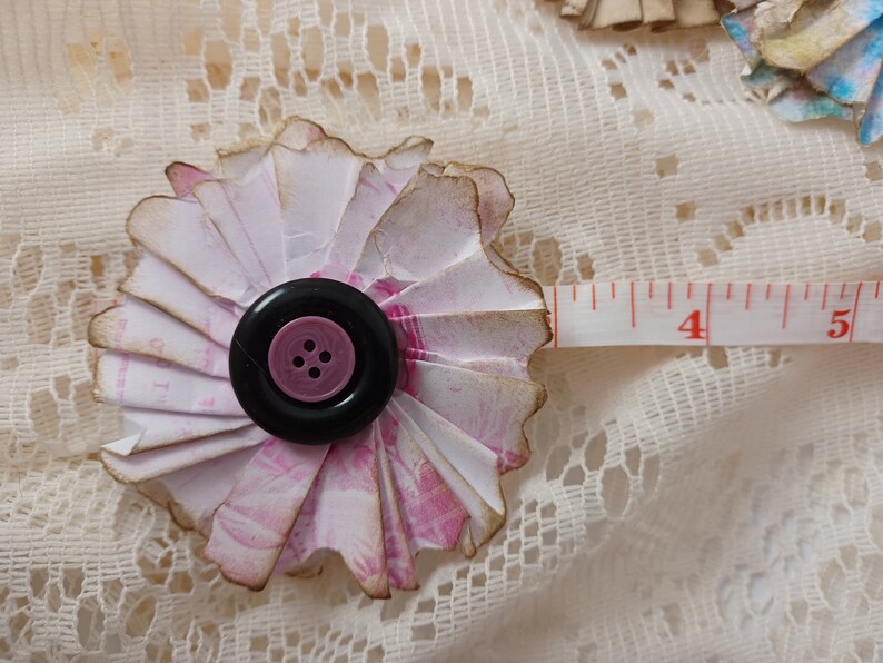 10 Paper Ruffled Flowers With Button Centers, Perfect Decoration for ...