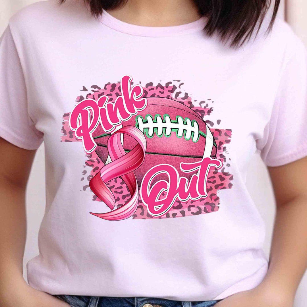 Pink Out Leopard Football Pink Ribbon Png, Football Png, in October We ...