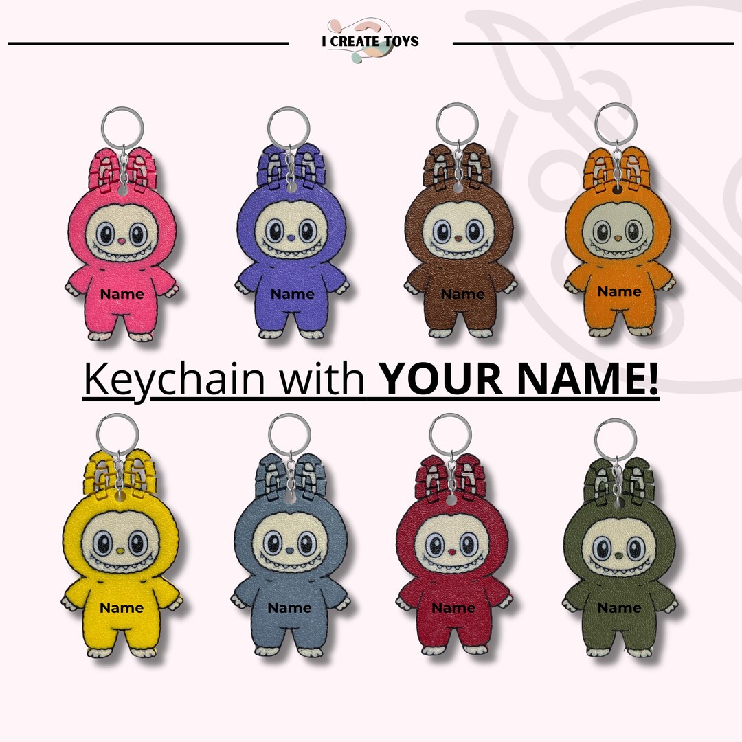 Personalized Labubu Keychain, Custom Name Keychain, Cute Cartoon Bag ...