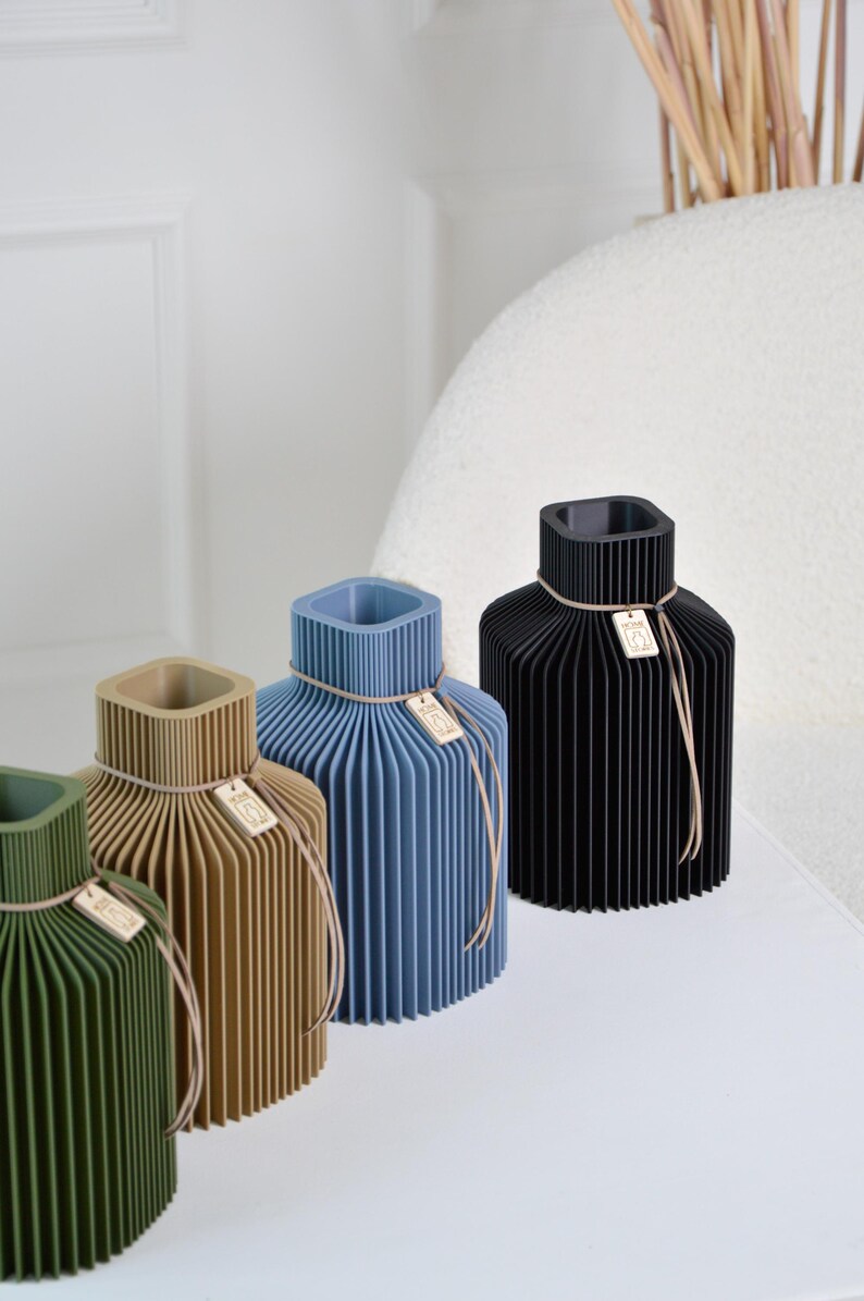 NEW COLORS Vase oak, Quadratic Design, 3D Printed Home Decor, Geometric ...
