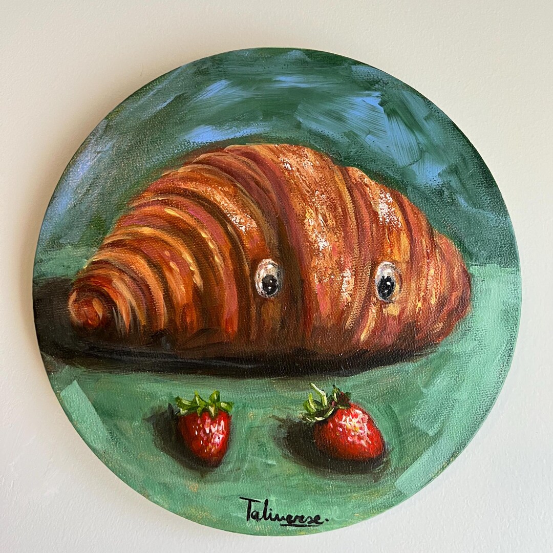 Handmade Croissant Painting Art Painting Gift Wall Art Home Decor Art ...