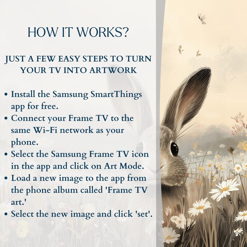Easter Bunny Ears Samsung Frame TV Art Wildflower Field Rabbit TV ...