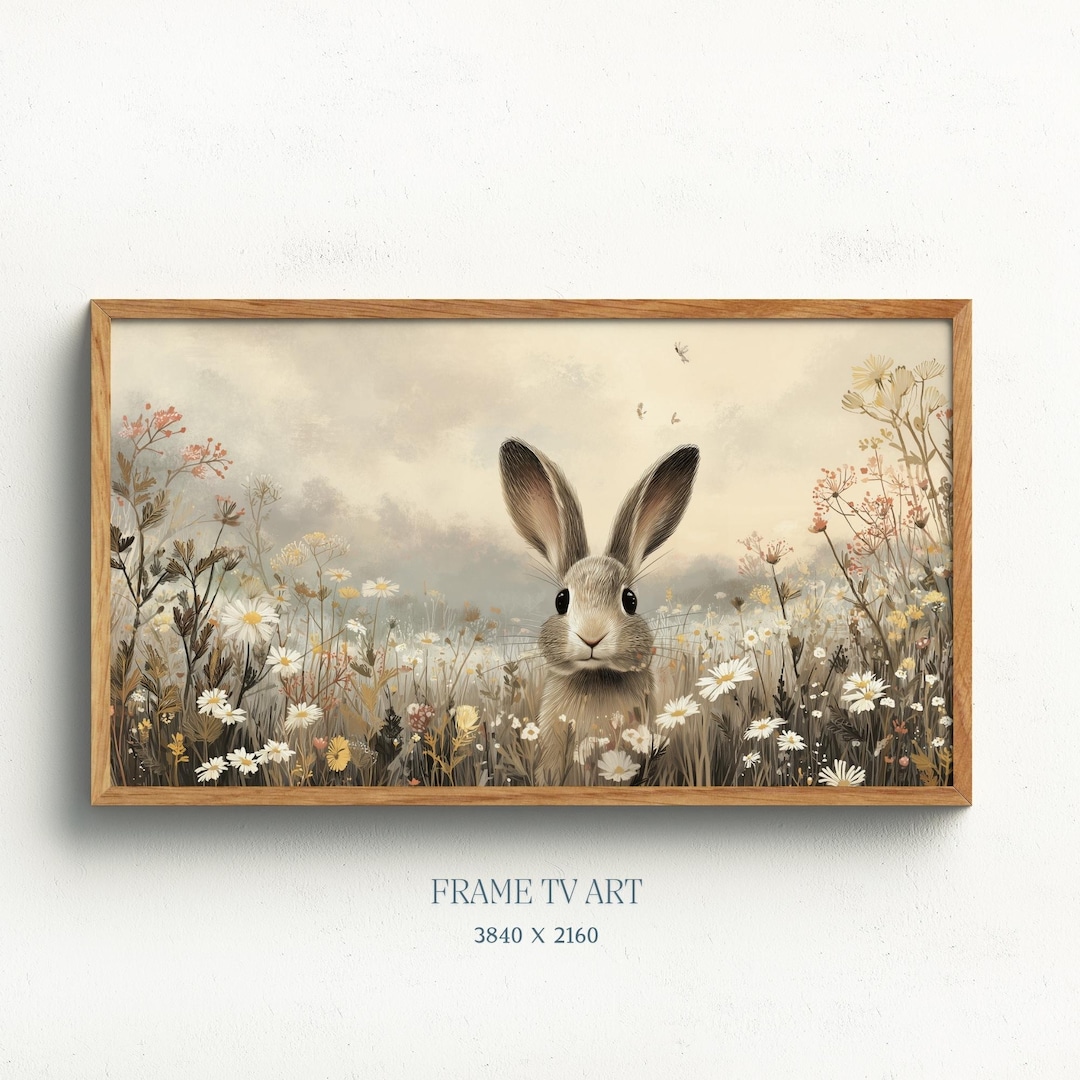 Easter Bunny Ears Samsung Frame TV Art Wildflower Field Rabbit TV ...