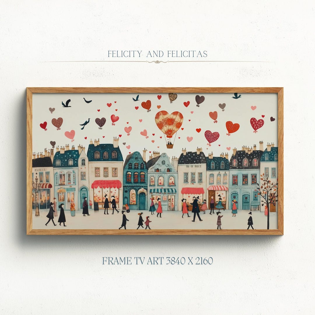 Valentine's Day Village Frame TV Art File, Valentines Day TV Art, Retro ...