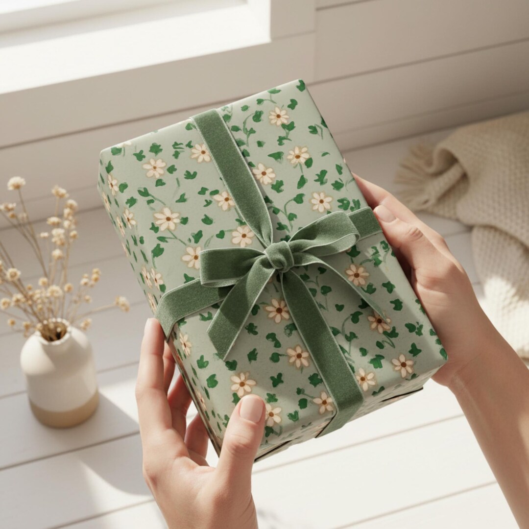 Vintage Daisy Wrapping Paper Small Scale Floral Pattern Gift Wrap ...