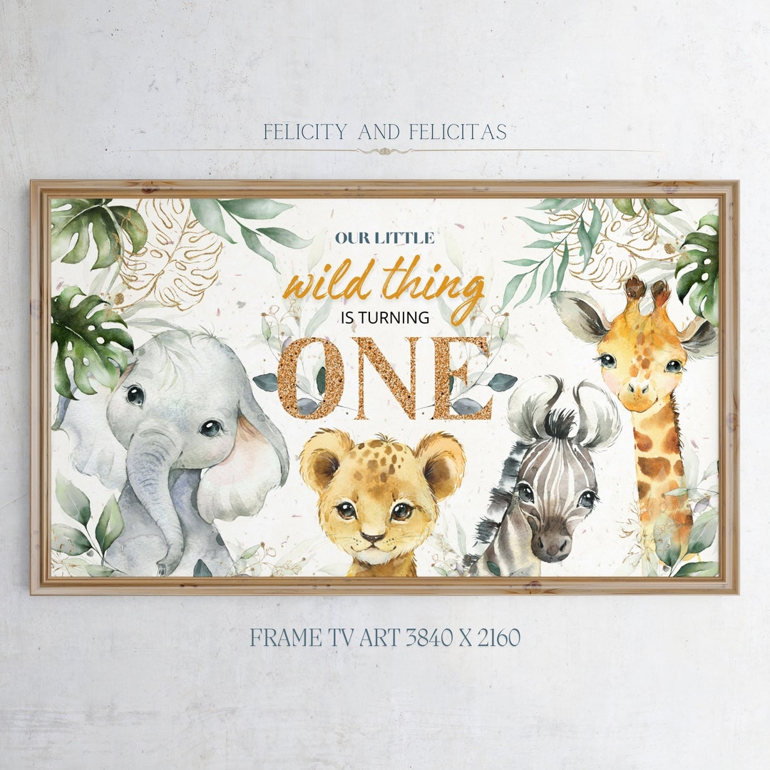 Safari First Birthday Samsung Frame TV Art, Wild One 1st Birthday Art ...