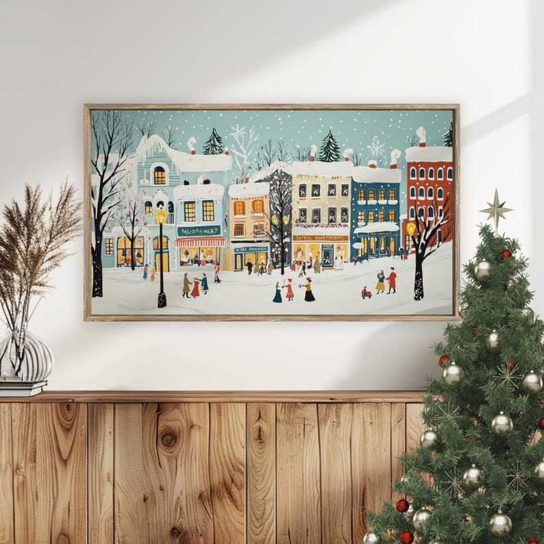 Winter Village Samsung Frame TV Art Bundle: Christmas Town Decor ...