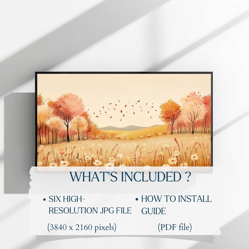 Cute Fall Frame TV Art Set of 6 Files Neutral Autumn Samsung Frame TV ...