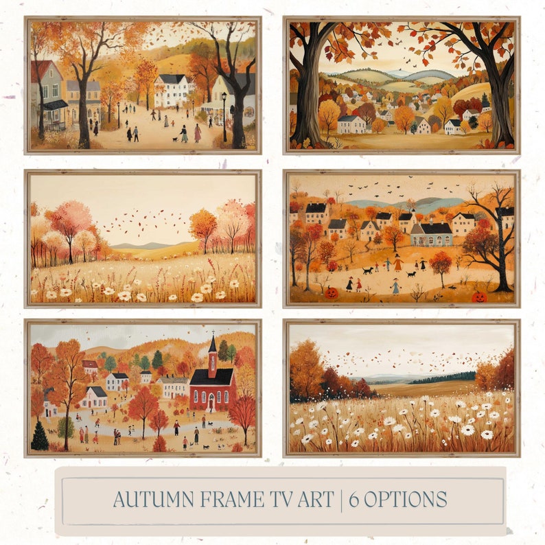 Cute Fall Frame TV Art Set of 6 Files Neutral Autumn Samsung Frame TV ...