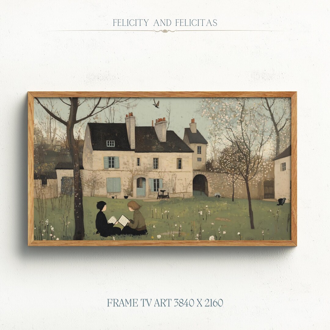 Reading Month Samsung Frame TV Art, March Village TV Art, Vintage Home ...