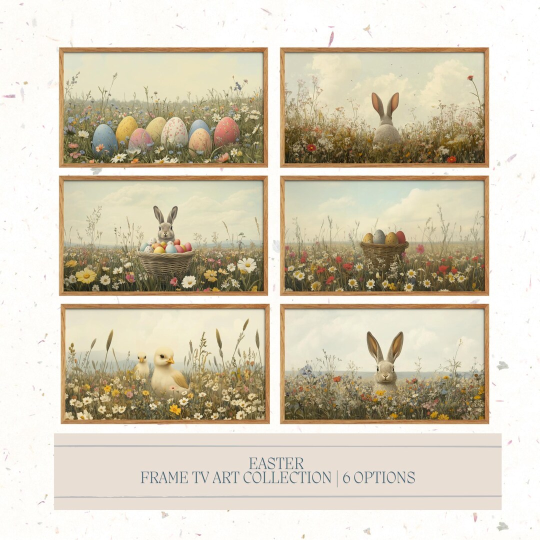 Pastel Easter Set of 6 Samsung Frame TV Art, Vintage Easter TV Art ...
