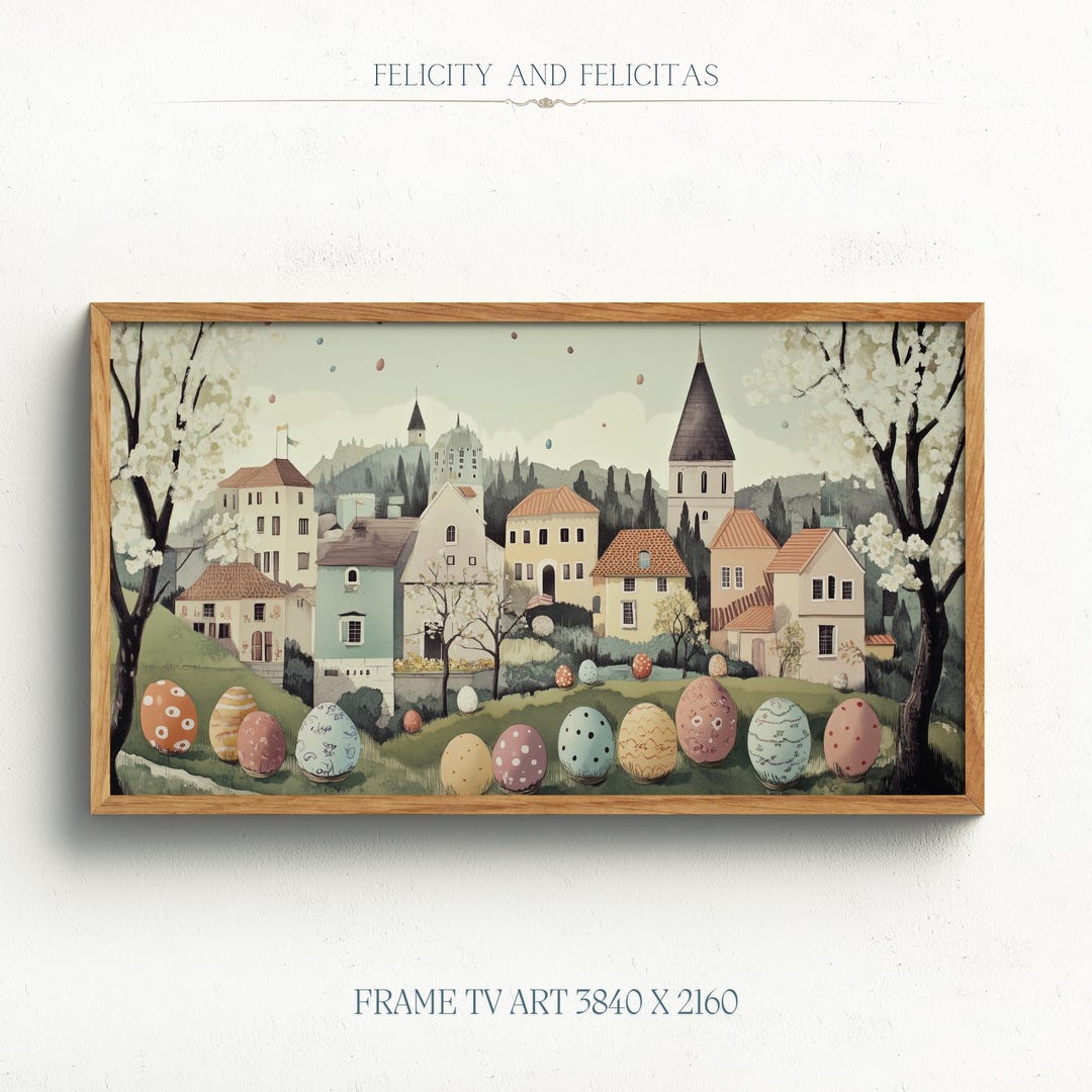 Samsung Frame TV Art, Cute Easter Egg TV Art, Retro Easter Decoration ...