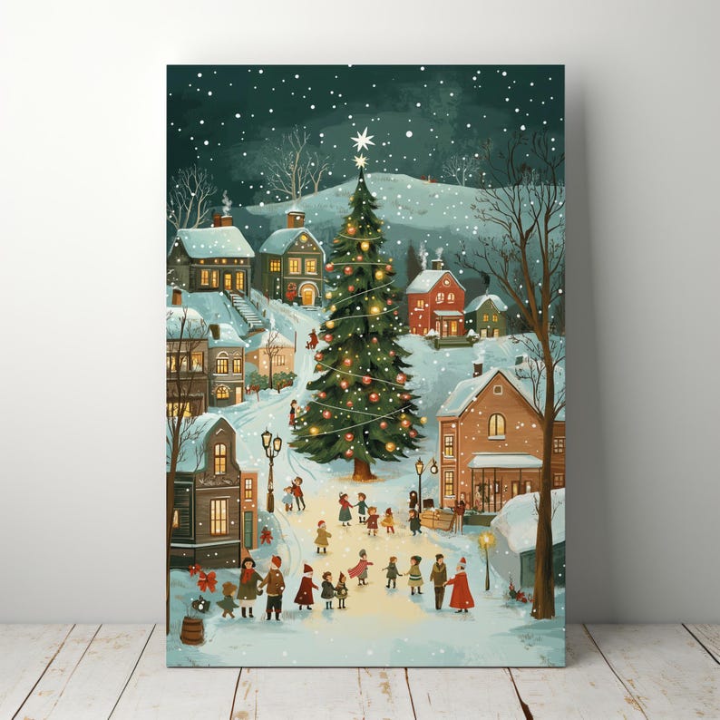 Whimsical Christmas Tree Art Print: Festive Holiday Decor (digital ...
