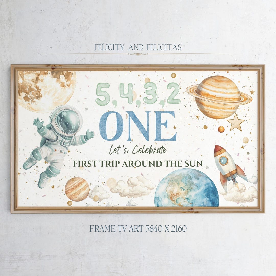 First Trip Around the Sun Birthday, Baby Birthday Samsung Frame TV Art ...