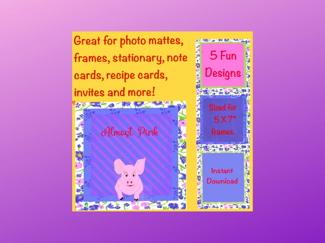 Photo Frames, Photo Mattes, Hand Drawn Cards, Designed for 5 X 7 but ...