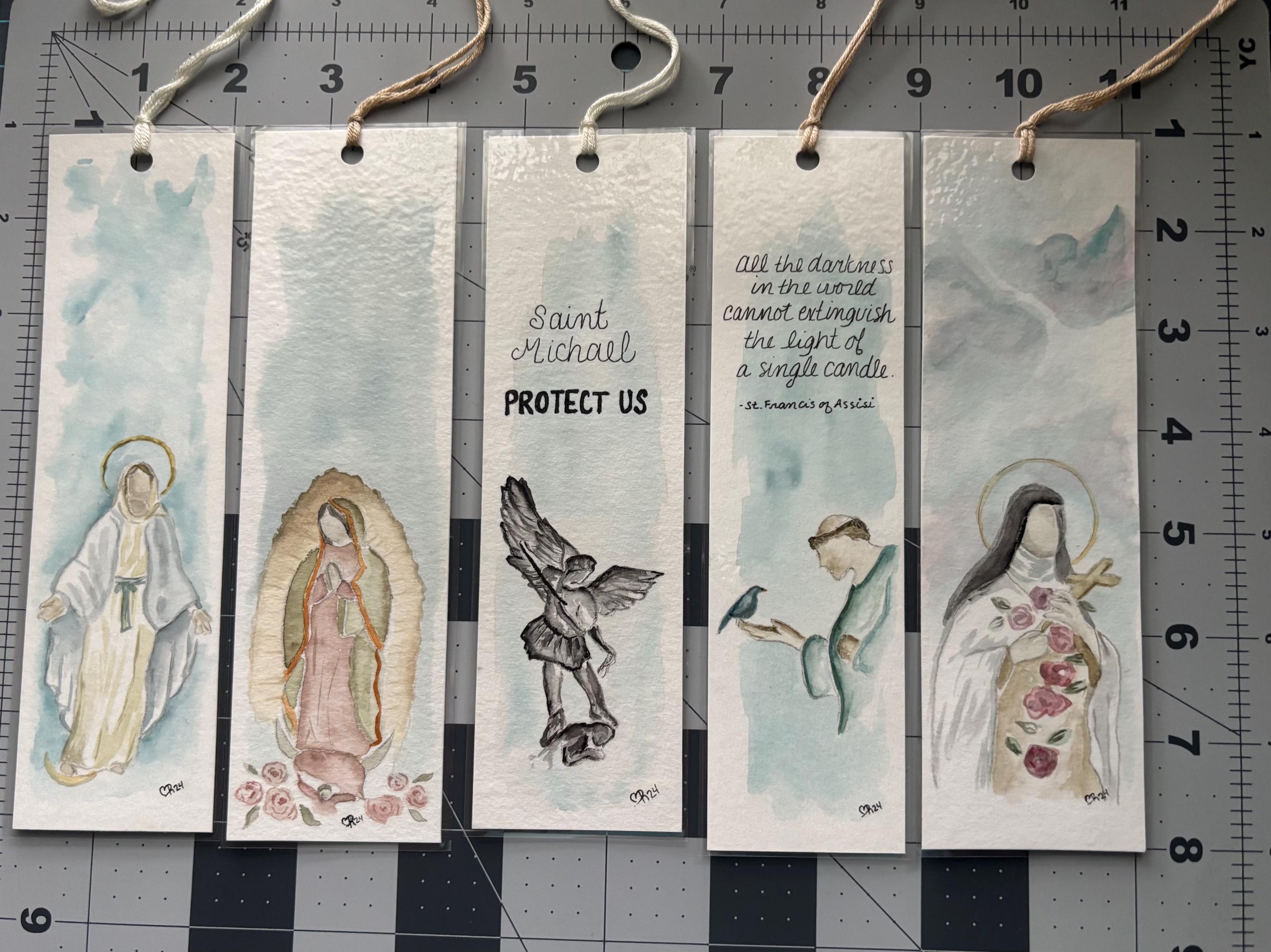 Saint--hand Painted Watercolor 2x7 Bookmark--not a Print--custom ...