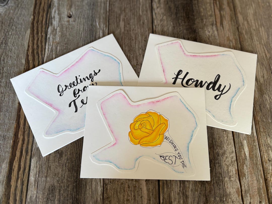 Texas Greeting Cards--original Watercolor-style Artwork With Tombow ...