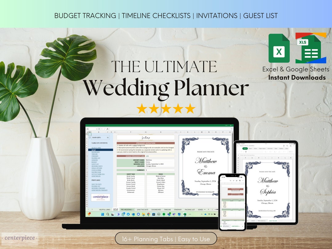 ULTIMATE Wedding Digital Planner Wedding Planning Spreadsheet Organizer ...