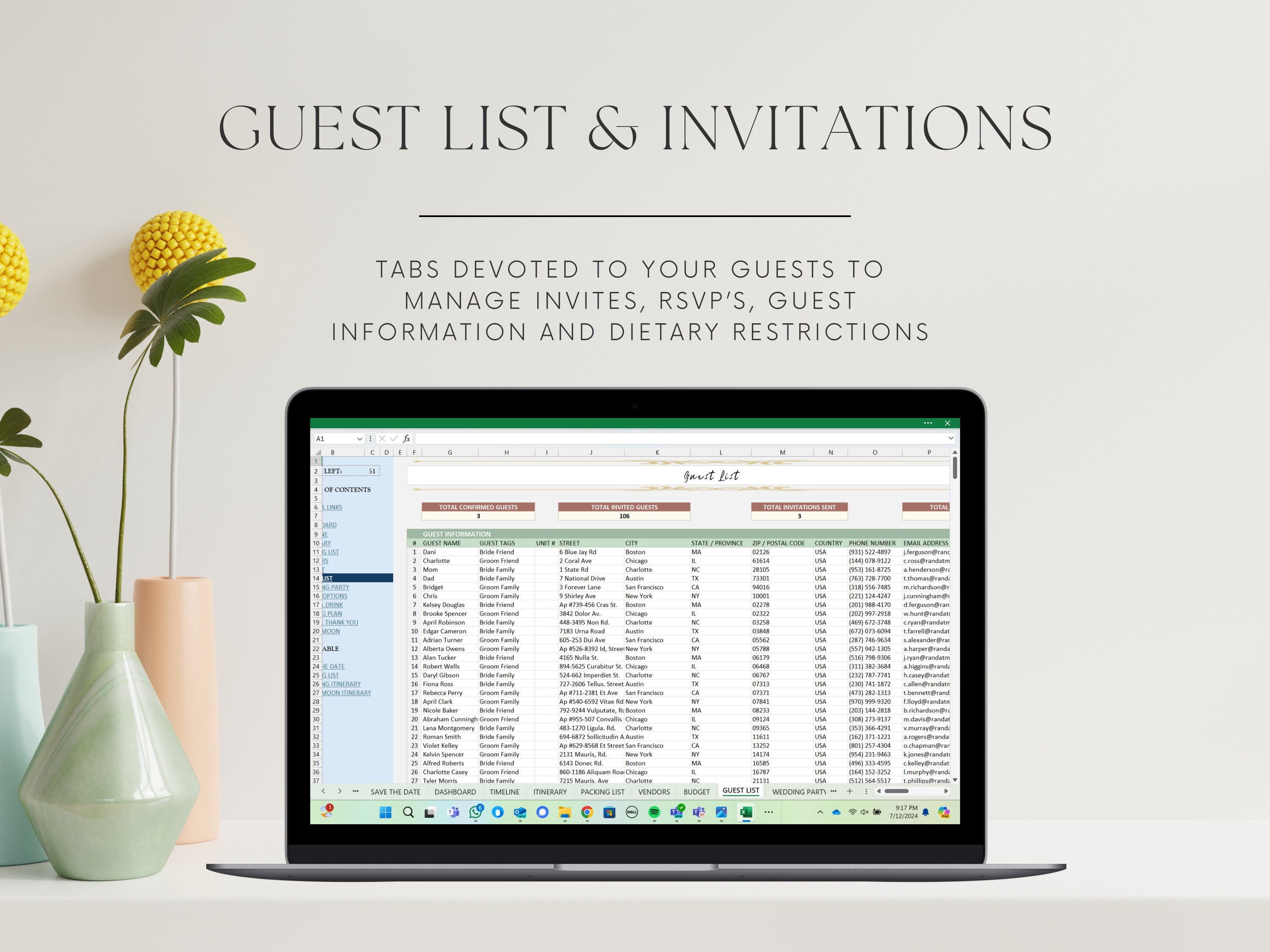 ULTIMATE Wedding Digital Planner Wedding Planning Spreadsheet Organizer ...
