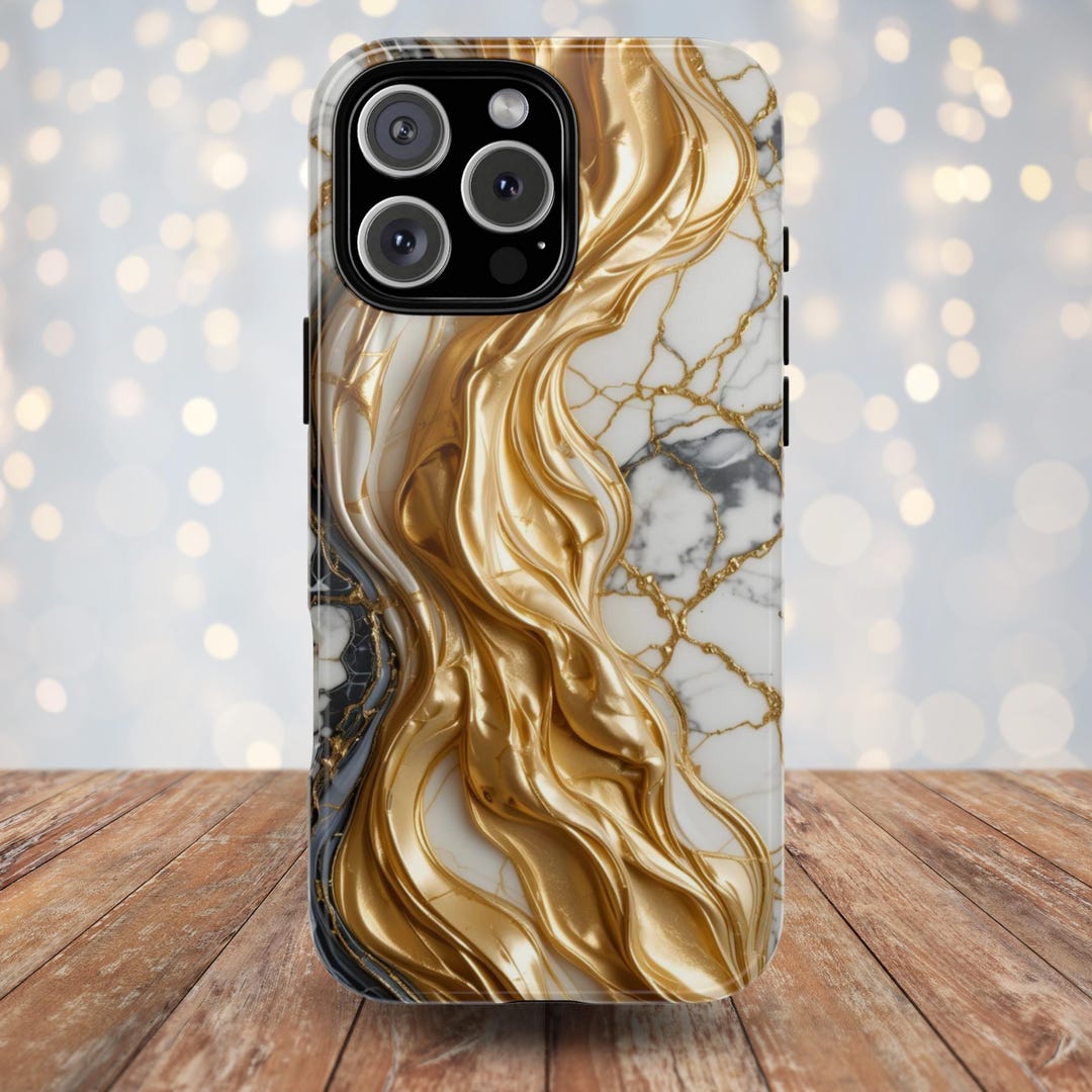 Luxury Gold Marble Design Phone Case / Marble iPhone 16 15 14 13 12 11 ...