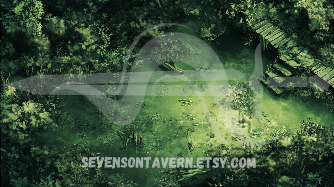 D&D Swamp Digital Map RPG Battle Map for Virtual Tabletop VTT - Etsy
