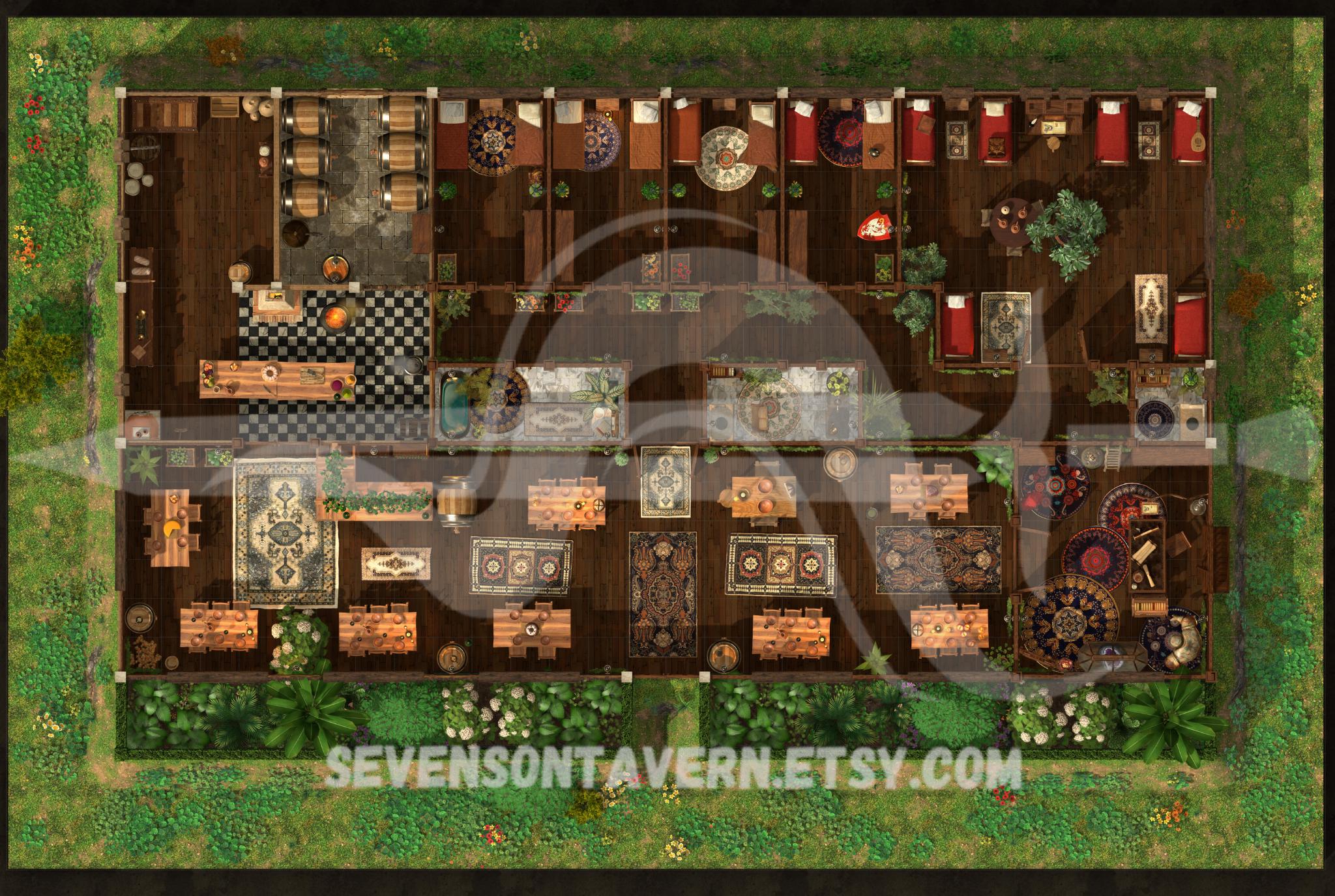 D&D Elven Tavern Digital Map RPG Battle Map for Virtual Tabletop VTT - Etsy