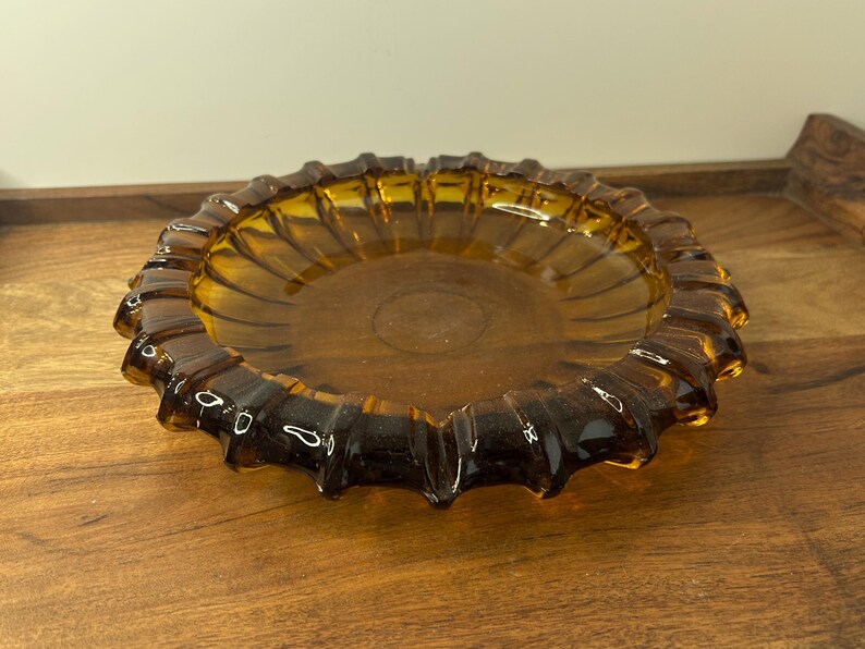 Vintage Amber Glass Ashtray | Mid Century Modern Retro Ashtray ...