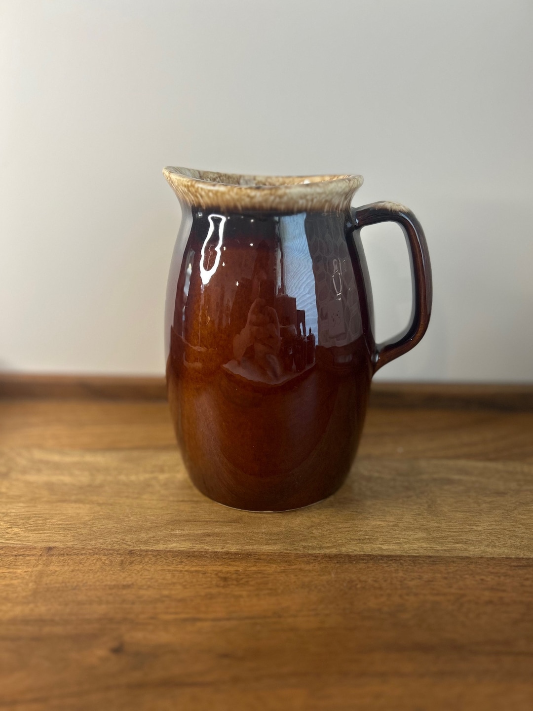 Vintage Hull Pitcher Dark Brown Drip Glaze Oven Proof USA Pottery - Etsy