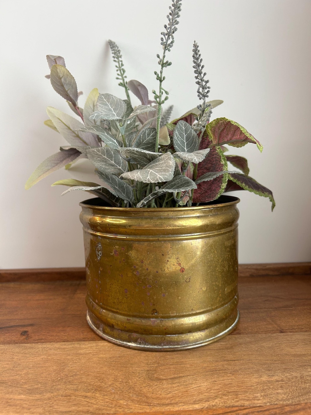 Vintage Brass Planter With Rich Patina | Minimalist Mid Century Aged ...