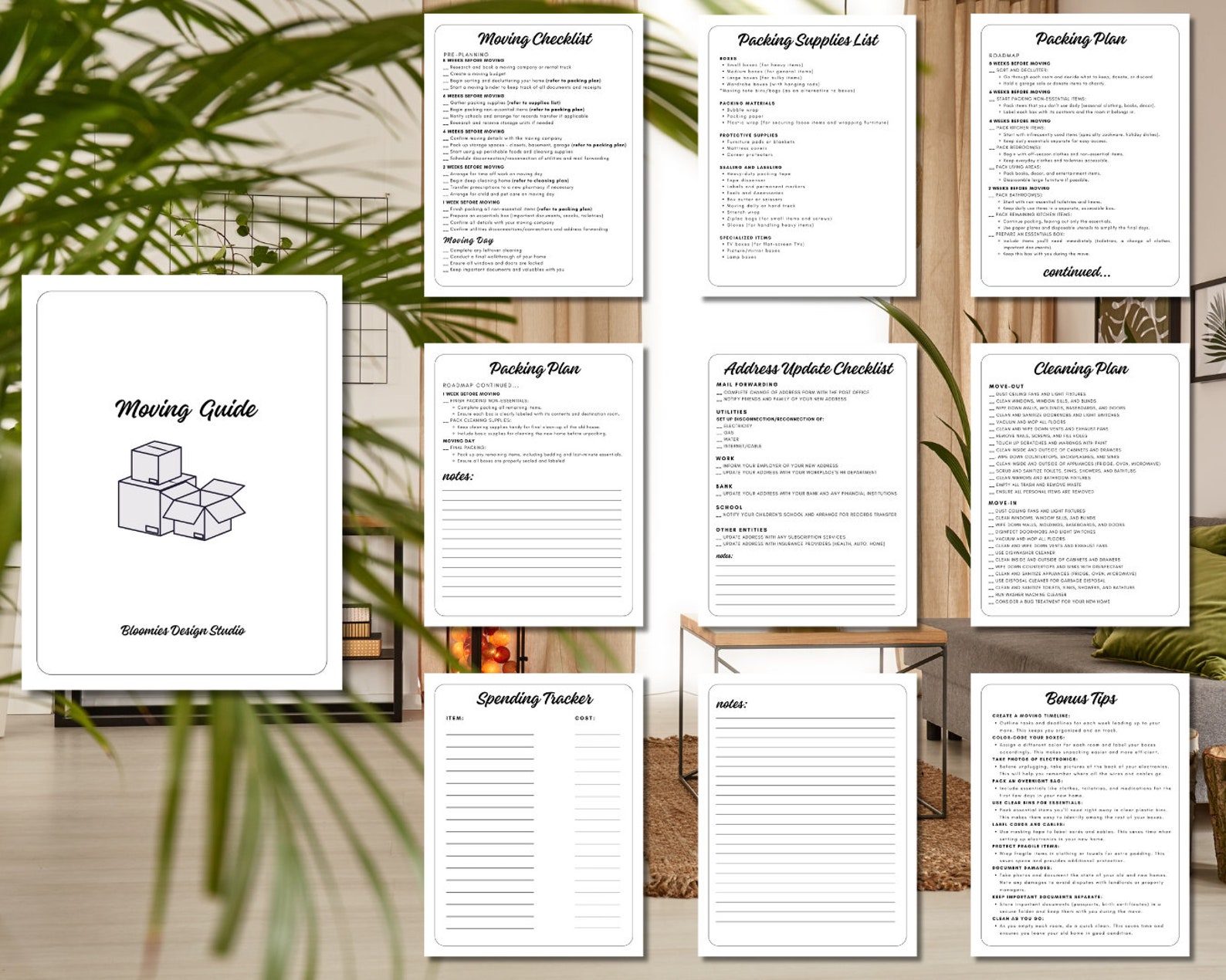 Moving Guide Checklist Simple Packing Moving Kit Planner List Easy ...