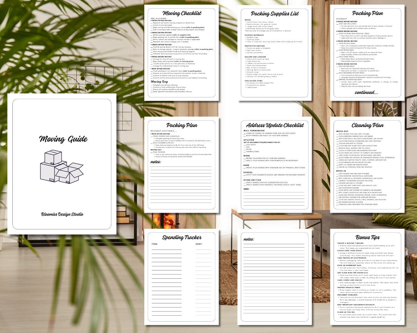 Moving Guide Checklist Simple Packing Moving Kit Planner List Easy ...