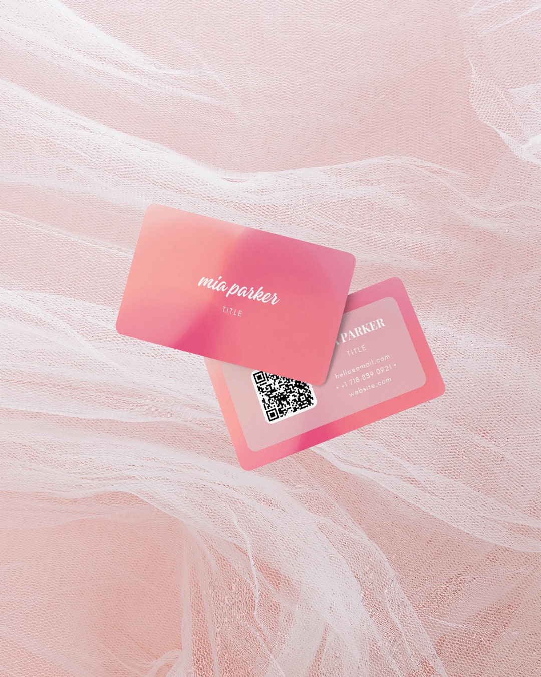 Feminine Business Card Chic Canva Template Instant Download Pink QR ...