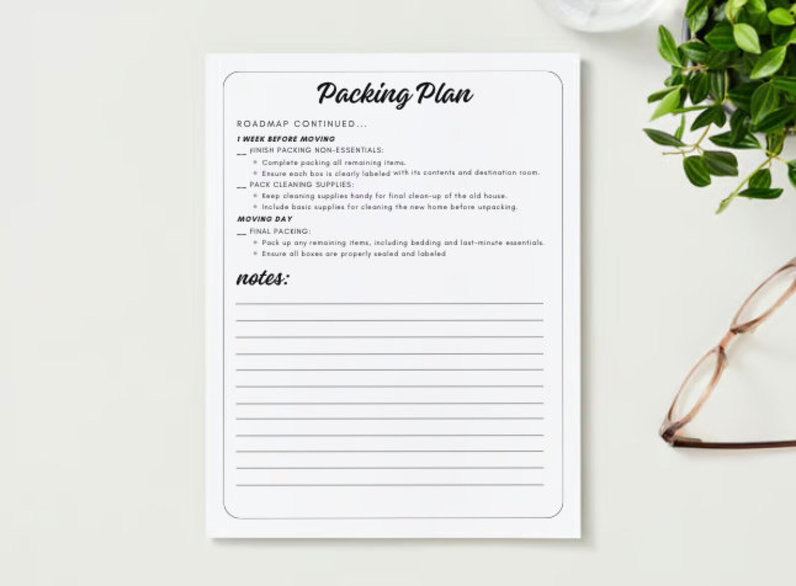 Moving Guide Checklist Simple Packing Moving Kit Planner List Easy ...