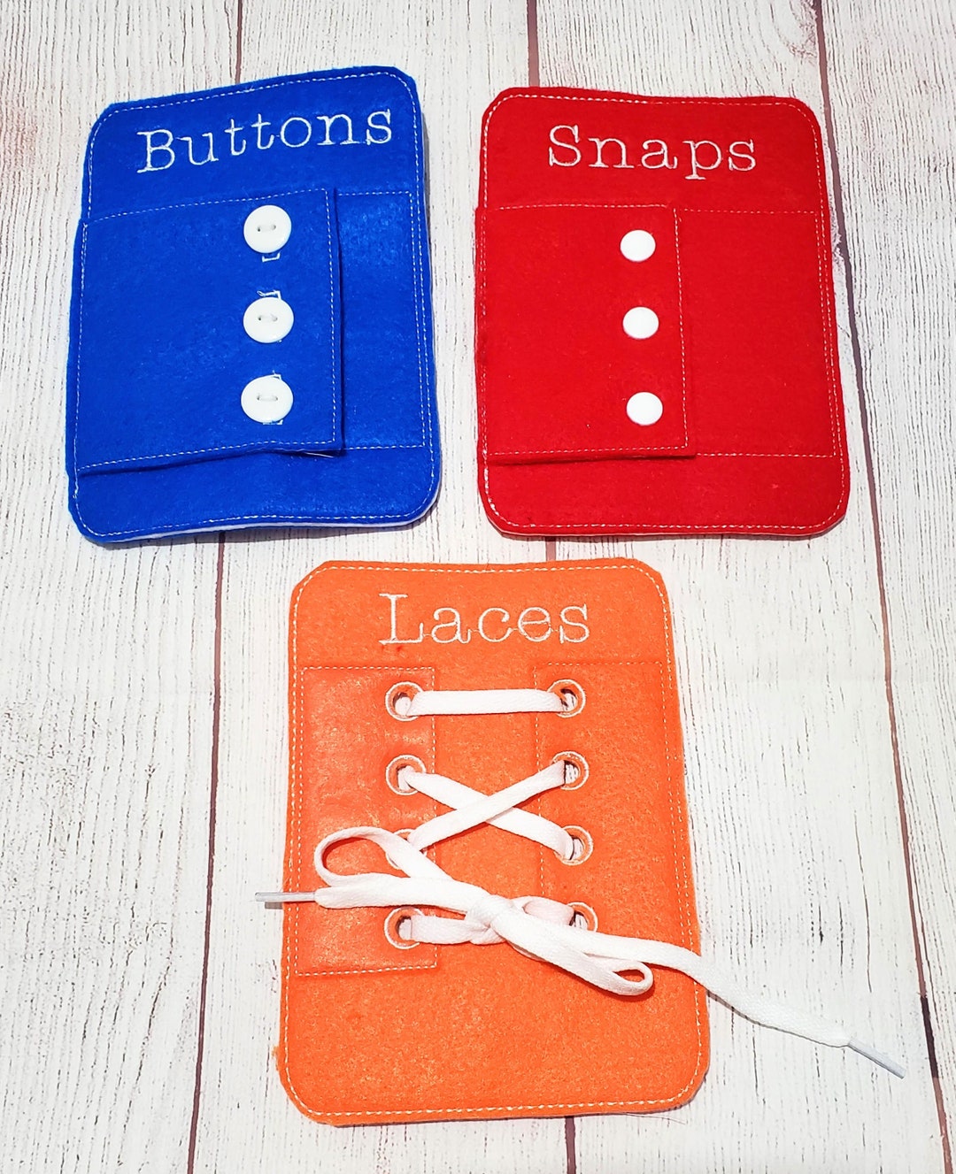 Closure Boards - Button, Snap, and Lacing Practice - Toddler Learning ...