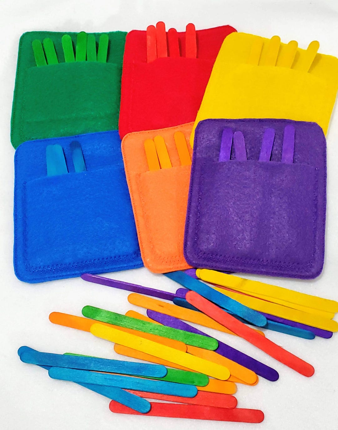 Matching Color Sorting Busy Bag With Popsicle Sticks for Preschoolers ...