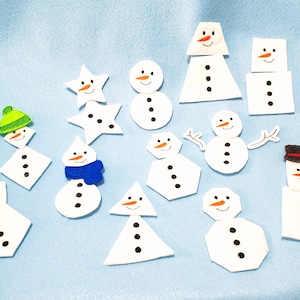 Snowman Matching Shapes Game for Shape Identification 12 Different ...