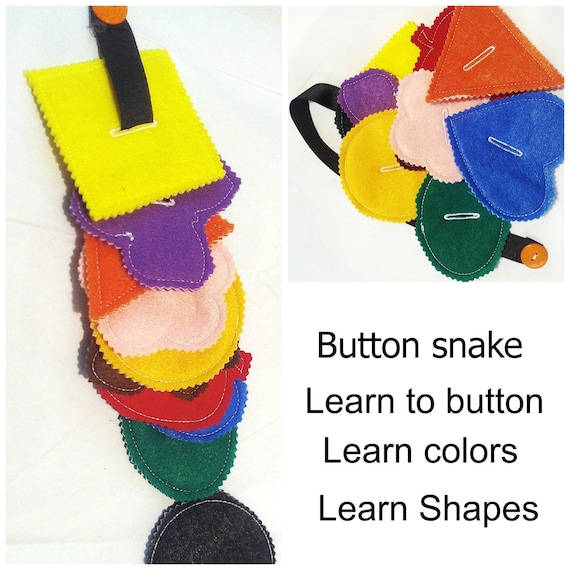 Felt learn to button snake - learning color - educational toy - toy for ...