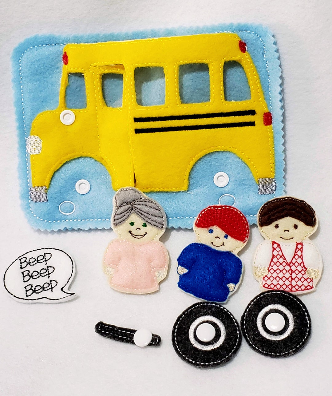 Wheels on the Bus Quiet Book Page for Story Book Time Finger Puppet ...