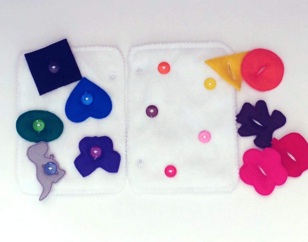 Toddler Quiet Book Page Ten Learn to Button Shapes for Button Practice ...