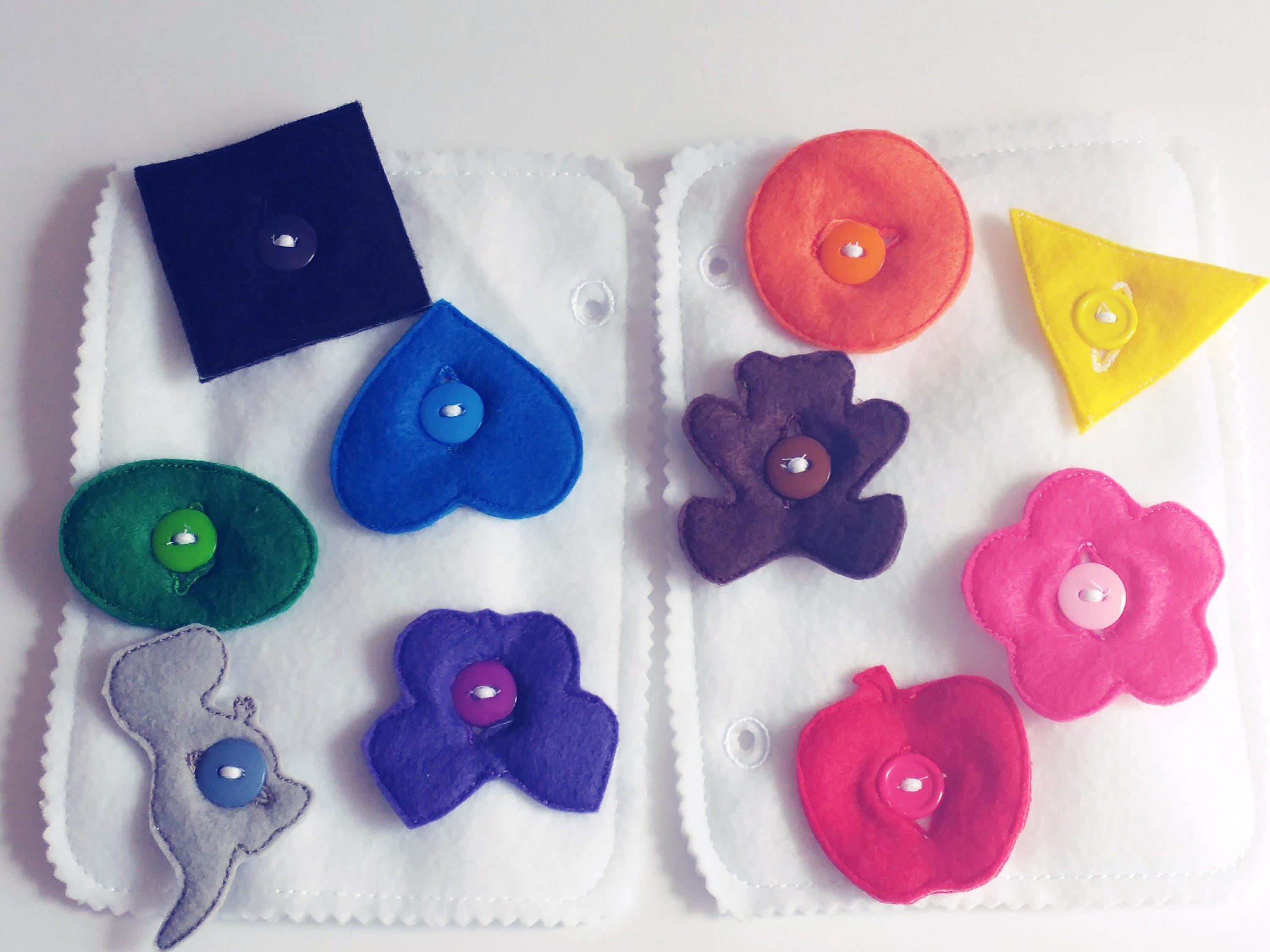 Toddler Quiet Book - Button on Shapes - Busy Book - Toddler Learning ...
