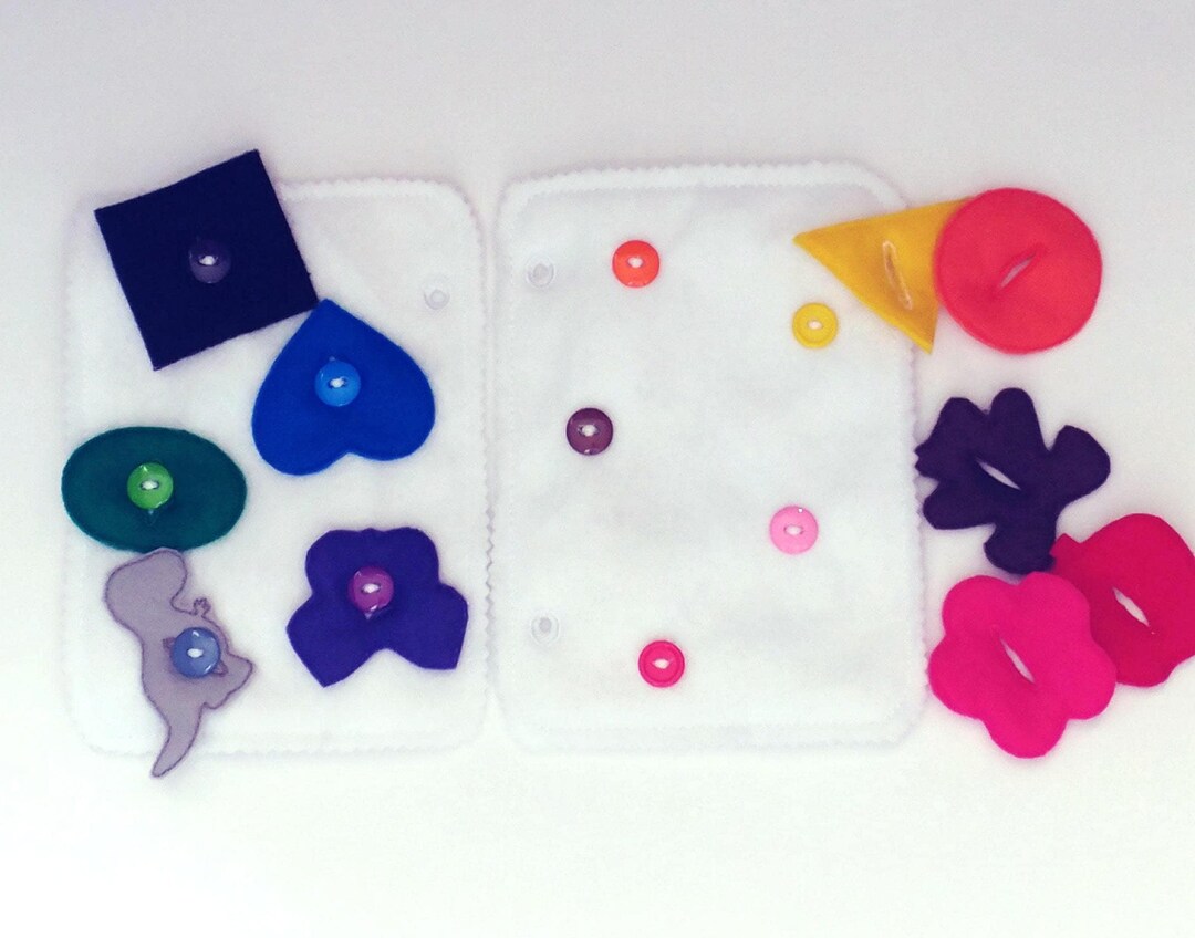 Toddler Quiet Book Page Ten Learn to Button Shapes for Button Practice ...