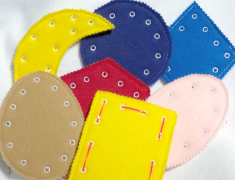 Lacing Shape Cards Sewing Cards Learn to Sew Busy Toy - Etsy