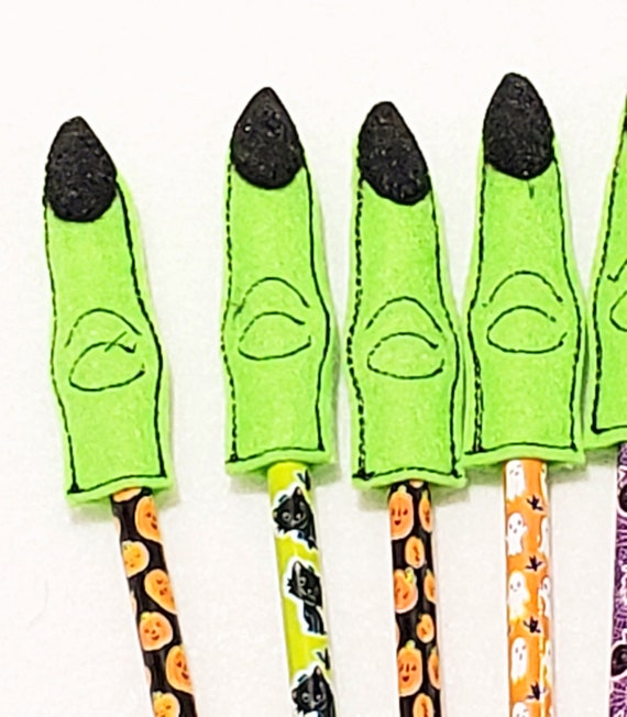 Halloween set of 5 witch fingers pencil toppers, Halloween party favors ...