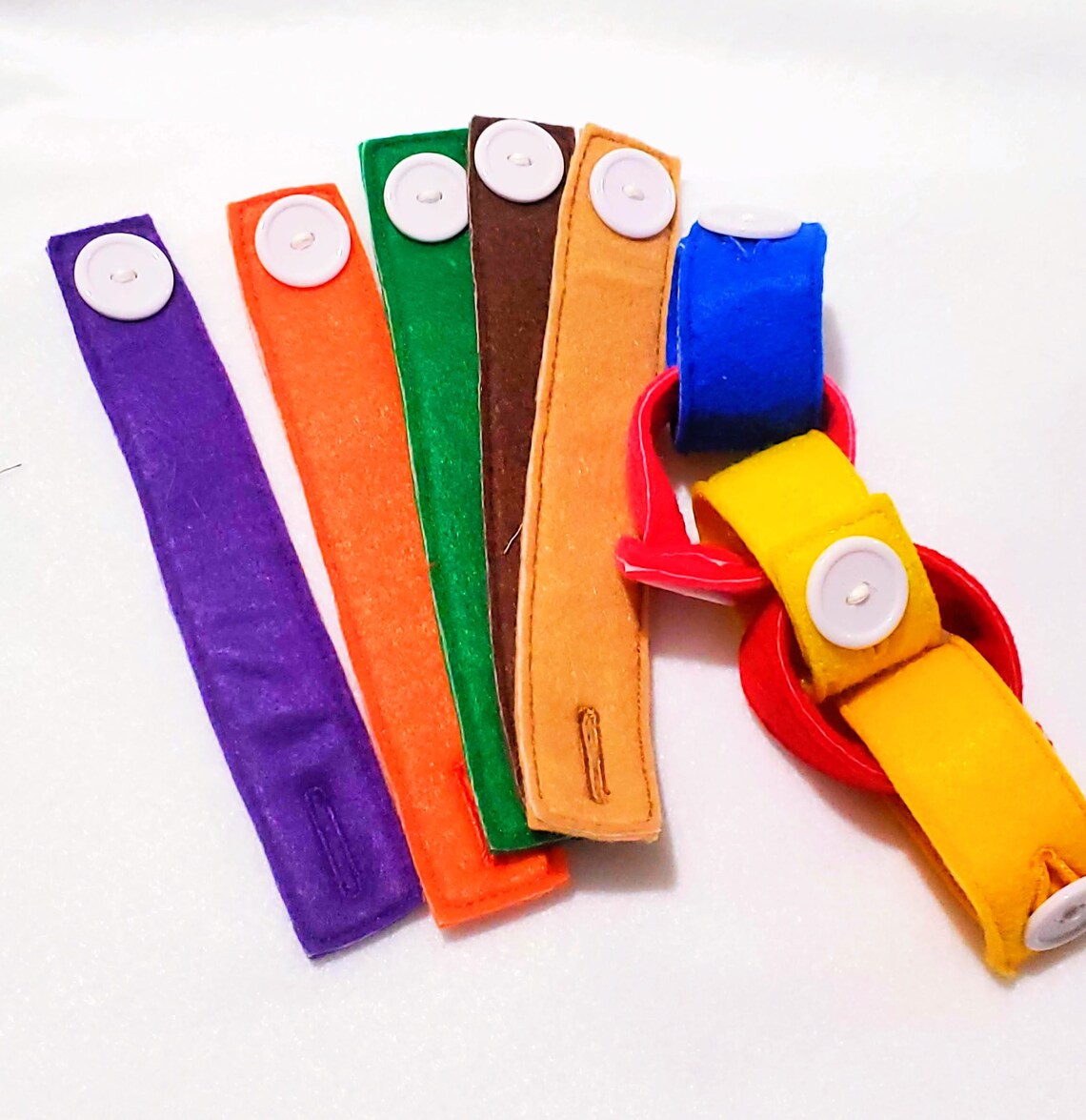 Felt Snap or Button Chains Set of 10 Loops Busy Bags Perfect - Etsy