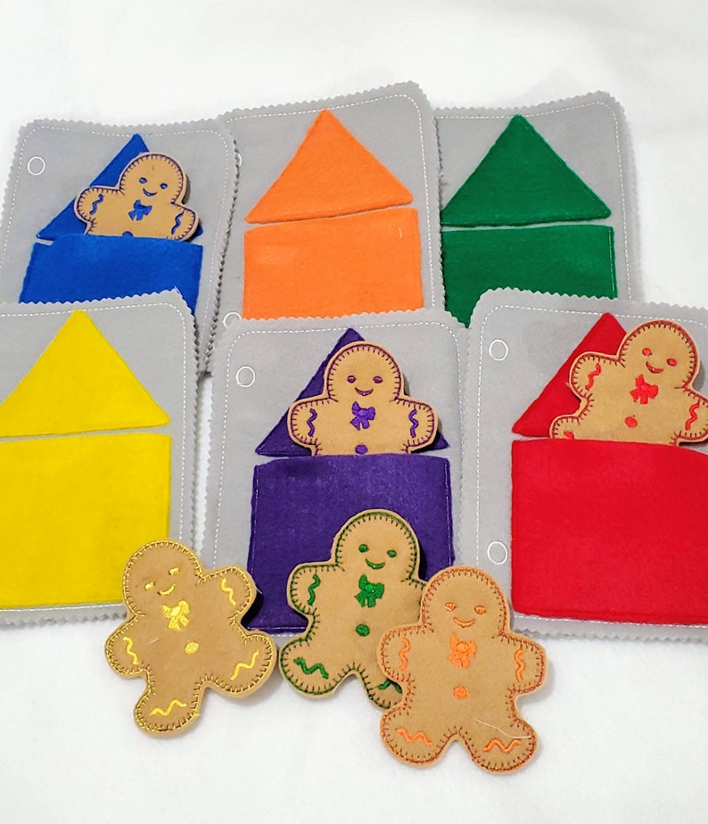 Quiet book Color sorting with house pocket shapes for | Etsy