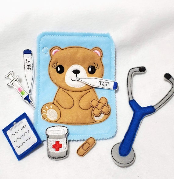 Quiet book page, Medical Pretend Play doctor set, Bear Doctor-Medical ...