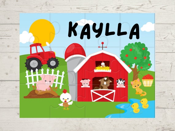 Personalized barn yard Puzzle for kids, Custom Puzzle, Educational Toy ...