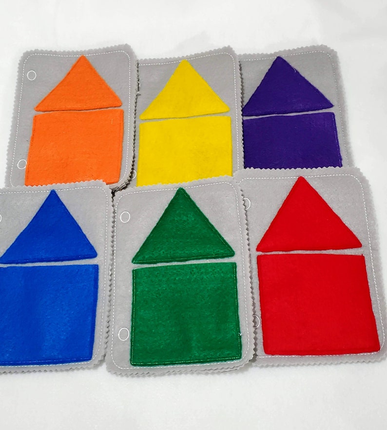 Quiet book Color sorting with house pocket shapes for | Etsy