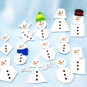 Snowman Matching Shapes Game for Shape Identification - 12 Different ...